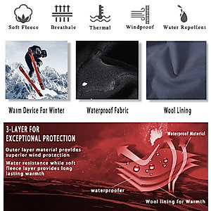 Apotemis Womens Snow Ski Pants Waterproof Windproof Fleece Lined Warm Hiking Insulated Pants Black L