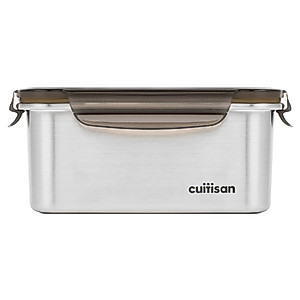 CUITISAN SIGNATURE RECTANGLE AIRTIGHT CONTAINER NO. 6 34.2oz, STAINLESS STEEL FOOD CONTAINER, WATERPROOF, MICROWAVE and DISHWASHER AVAILABLE