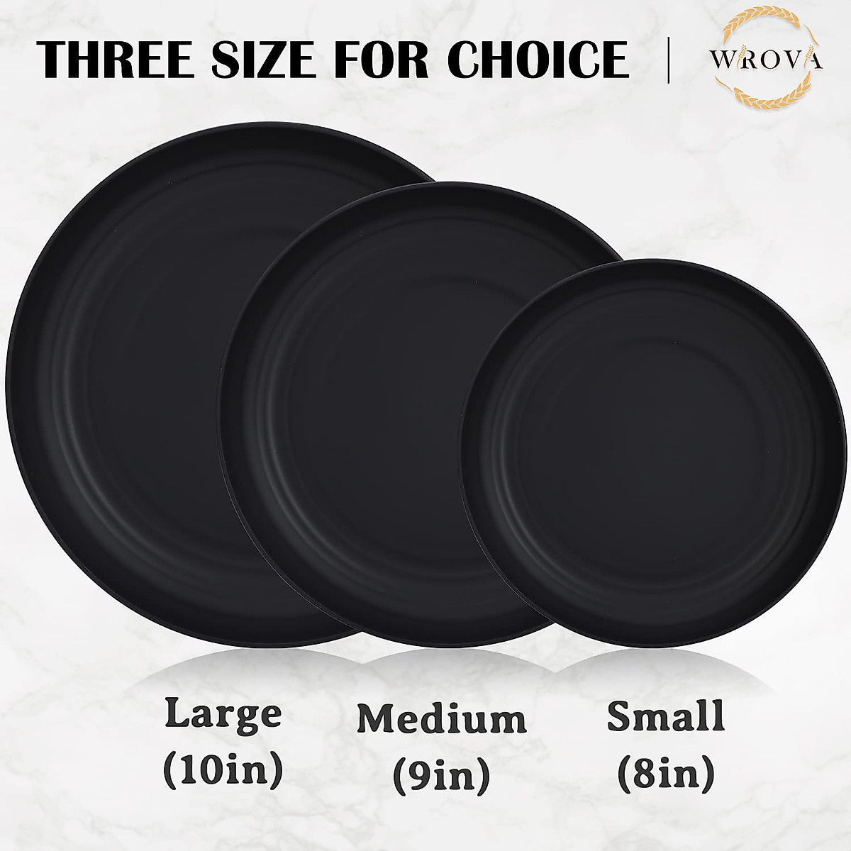 Wrova Wheat Straw Plates - 9 Inch Unbreakable Dinner Plates Set of 8 - Dishwasher & Microwave Safe Plastic Plates Reusable - Lightweight Plates for kitchen,camping (Classic Series)