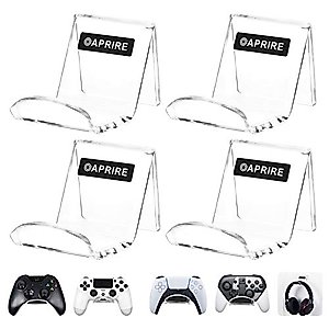 OAPRIRE Game Controller Wall Mount Holder Stand (4 Pack) for Xbox ONE PS4 PS5 STEAM Switch PC, Universal Gamepad Controller Accessories with 4 Cable Clips - Create Exclusive Game Fortresses - Clear