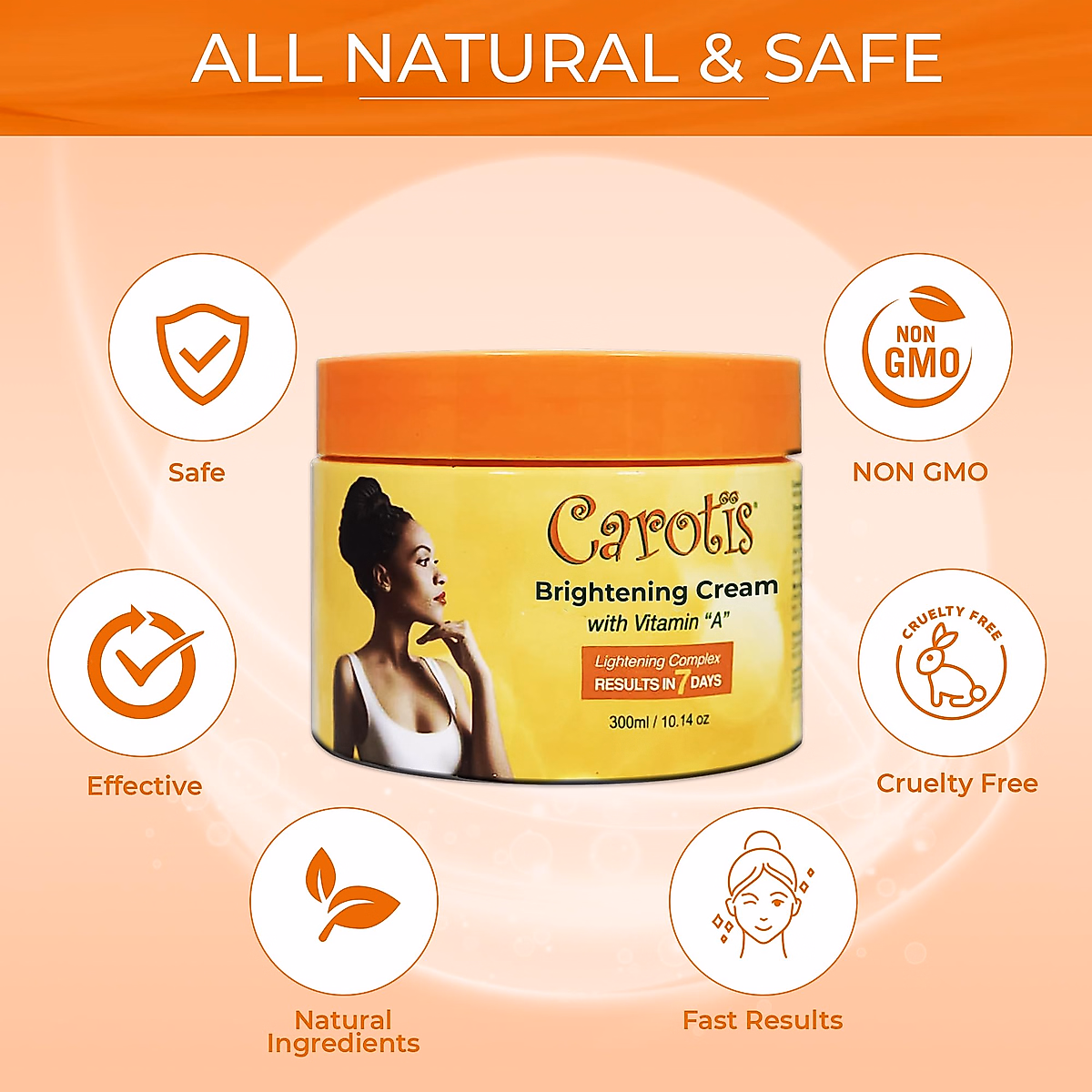 CAROTÏS, Skin Brightening Cream – 300ml / 10.14fl oz – 7 Day Night Cream for Uneven Skin Tone, with Vitamin A