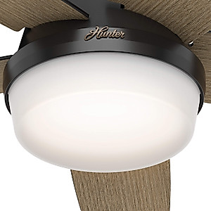 Hunter Fan 52 inch Contemporary Matte Black Indoor Ceiling Fan with Light Kit and Remote Control (Renewed)