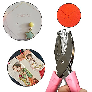 Handheld Hole Paper Punch Puncher for Craft Paper Tags Clothing Ticket DIY Scrapbook Tool, with Pink Soft Handheld Grip (Small Circle 1/16 inch)