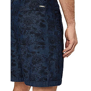 A|X Armani Exchange Men's Yarn Dyed All-Over Printed Cotton Twill Bermuda Short, Indigo pailsey, 30