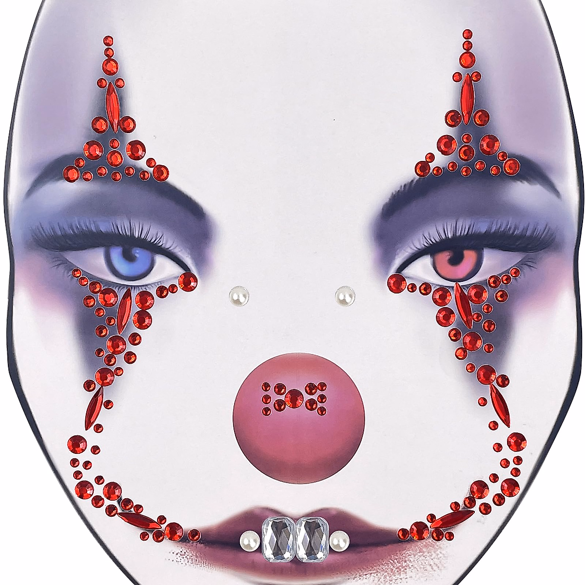 2 Pack Day Of The Dead Skull Temporary Rhinestone Temporary Face Tattoo,Face Stickers Gems Jewels for Halloween Festival Rave Party Outfit