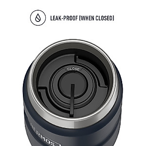 THERMOS Stainless King Vacuum-Insulated Food Jar, 24 Ounce, Midnight Blue Stainless King 16 Ounce Travel Tumbler, Matte Blue Bundle