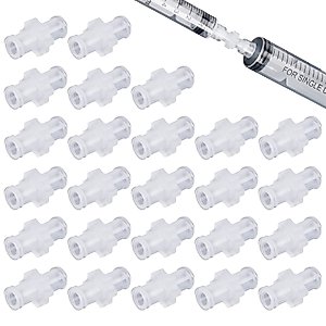 25pcs Luer Lock to Luer Lock Connector, Female Luer Syringe to Syringe Transfer Joint,PP Syringe Adapter Coupler (25)