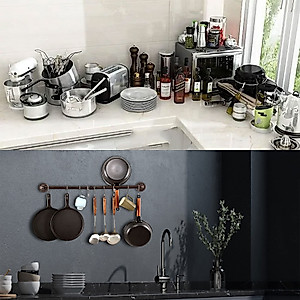 HOEMLIM Pipe Pot Pan Rack Wall Mounted Industrial Utensil Lid Holder Cookware Hanger Kitchen Organizer Hanging Bar Rail with S Hooks(36 inch,Red Bronze)