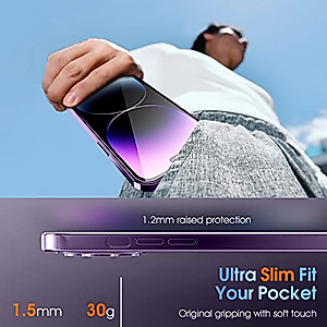 Magnetic Clear for iPhone 14 Pro Case with MagSafe [Integrated Camera Protection Glass] [Original iPhone Exterior] Silicone Cover Slim Thin [Non-Yellowing] Anti-Fingerprint Scratch Wireless Charging