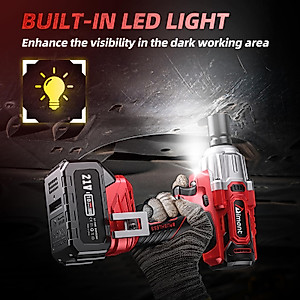 Aiment 590 Ft-lbs/800Nm Cordless Impact Wrench 1/2 inch, 3000RPM Brushless Impact Gun w/ 2 * 4.0Ah Li-ion Battery, Fast Charger, 6 Sockets, Electric Impact Wrench for Car Home Truck Tractor AM800