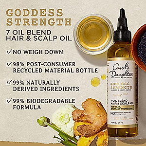 Carol’s Daughter Goddess Strength 7 Oil Blend Scalp & Hair Treatment Oil to Strengthen & Lengthen Curls – with Castor Oil, Olive Oil, Jojoba Oil - For Wavy, Curly, Coily, Natural Hair, 4.2 fl oz