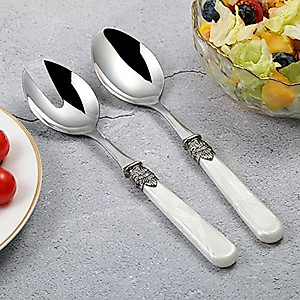 CATHYLIN Salad Servers Stainless Steel Salad Serving Set Salad Fork and Spoon