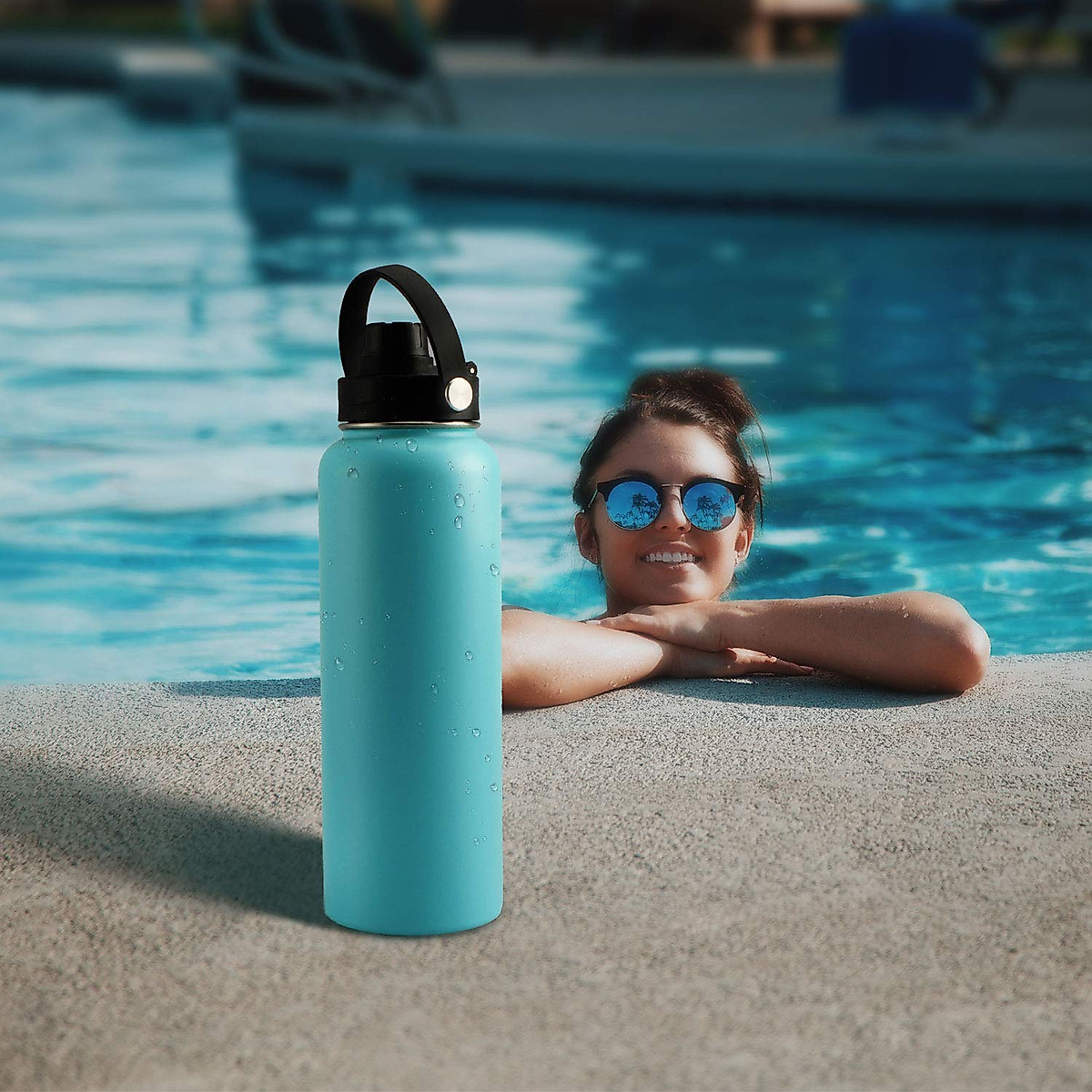 WishDirect Wide Mouth Lid with Flexible Handle Compatible with Hydro Flask 12/16/18/20/32/40/64 Oz, Fits Simple Modern, Takeya, Iron Flask, BUZIO and Most Wide Mouth Water Bottles (Black, 1 Pack)