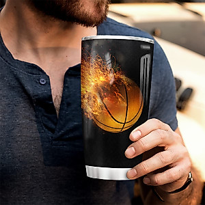 Wassmin Personalized Basketball Tumbler Sports Cups With Lids Gifts For Players Lovers Fan Coach Stainless Steel Insulated Tumblers 20oz 30oz Coffee Travel Mug Birthday Christmas Presents