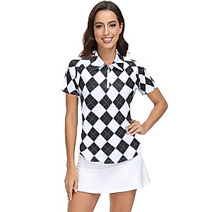 TrendiMax Women's 2 Pack Short Sleeve Golf Polo Shirts Lightweight Quick Dry Athletic Summer Sport Tops