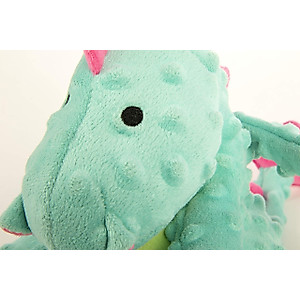 goDog Dragons with Chew Guard Technology Durable Plush Squeaker Dog Toy, Large, Seafoam, Plush Dog Toy