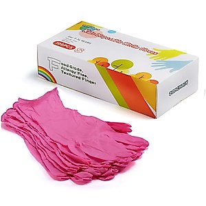 Kids Gloves Disposable, Nitrile Gloves for 7-14 Years - Latex Free, Food Grade, Powder Free -for Crafting, Painting, Gardening, Cooking, Cleaning - 100 PCS Rose red