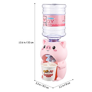 KESYOO Mini Water Dispenser Toy Miniature Household Water Cooler Fountain Toy Cute Pig Drinking Fountain Model Kids Pretend Play Kitchen Supplies (Pink)