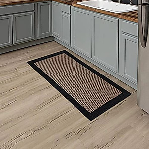 Twill Kitchen Mat Kitchen Rugs Set of 2 Kitchen Rugs and Mats Non Skid Washable Farmhouse Kitchen Floor Mats for in Front of Sink Heavy Duty Standing Mat Kitchen Mats for Floor Fridge Indoor Black