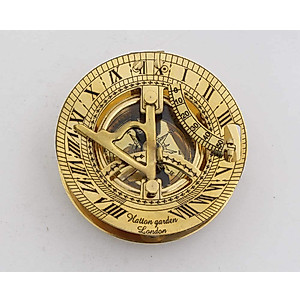 RII Antique Nautical Directional Magnetic Sundial Brass Compass, Antique Decor Birthday Gifts for Men, Astrolabe for Him, Baptism Gifts with Engraved Quotes, Sun dial in Rose Top Box