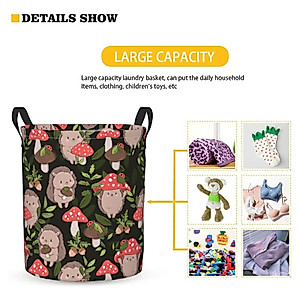 KiuLoam Cute Baby Hedgehog And Mushrooms 19.6 Inches Large Storage Basket Collapsible Organizer Bin Laundry Hamper for Nursery Clothes Toys