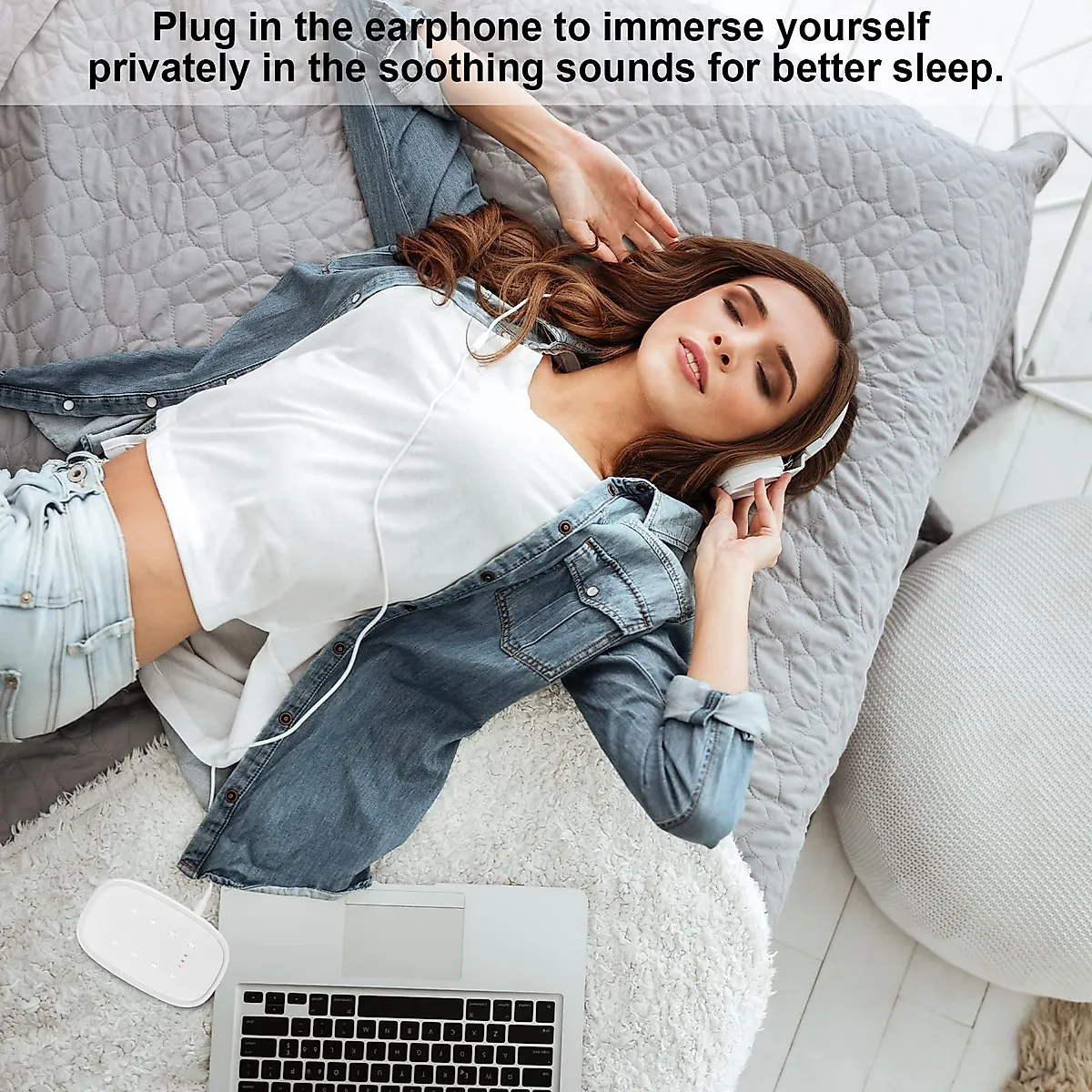 Portable White Noise Machine with 20 Natural Soothing Sounds|Memory Function|Adjustable Volume|AC or USB Rechargeable|3 Timer Sleep Sound Machine for Baby Kids Adults, Home, Travel, Office (White)