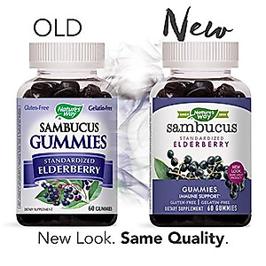 Nature's Way Sambucus Black Elderberry Gummies with Vitamin C and Zinc, 60 Gummies