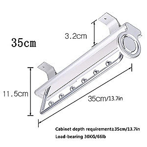 ZYFA Heavy Duty Retractable Pull Out Pants Rack Adjustable Closet Rod, Extendable Wardrobe Rail Tube Valet Rod Clothing Mount Wardrobe Hanger for Hanging Clothes,Top Mount, 35cm