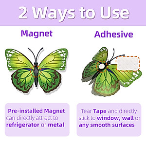 3D Butterfly Wall Decor Stickers, Double Wings Butterfly Decorations, 24pcs Removable Butterflies with Magnet, DIY Party Flower Decor Gift for Girls Dorm, Baby Kids Bedroom, Living Room