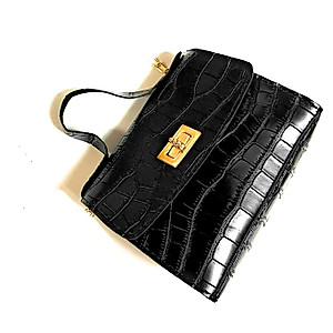 Luxury Handbags with Crossbody in premium PU Leather (Premium black)