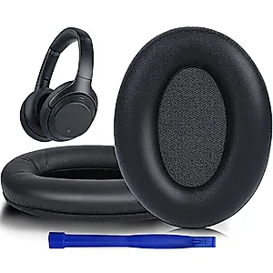 SOULWIT Professional Earpads Cushions Replacement for Sony WH-1000XM3 (WH1000XM3) Over-Ear Headphones, Ear Pads with Softer Protein Leather, Noise Isolation Memory Foam, Added Thickness (Black)