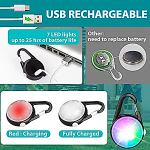 Dog Collar Lights for Night Time, 4 Modes Dog Collar Light Rechargeable Led Light for Dog Collar, IP68 Waterproof Dog Light for Night Walking, Safety Dog Collar Lights for Night Time Clip On (Black)