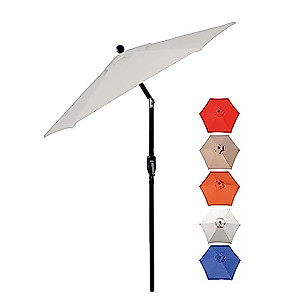 Westcharm Patio Umbrella Outdoor Table Umbrella with 6 Sturdy Ribs and Crank 6.5 ft, Natural Color Umbrella