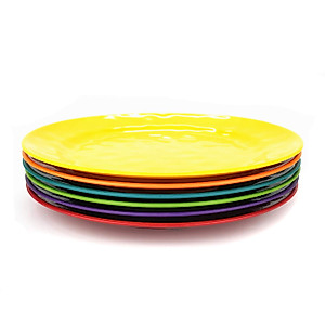 KX-WARE Melamine Plates set -10inch 6pcs 100% Melamine Dinner Plates for Everyday Use, Break-resistant and Lightweight, MultiColor