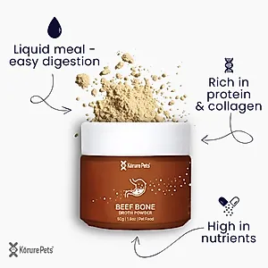 Kōrure Pets Beef Bone Broth Powder for Cats- All-Natural Supplement for Bone Health and Digestion