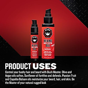 GIBS GROOMING Bush Master Beard, Hair & Tattoo Oil- All-Natural with Nutmeg, Leather, Vanilla & Musk Scent- Softens & Strengthens Beard Growth, Moisturizes Skin, 1 Fl Oz (Pack of 1)