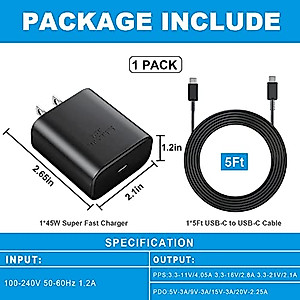 45W Super Fast Charger Type C for Samsung Charger Fast Charging, USB C Android Phone Charger for Samsung Galaxy S23 Ultra/S23/S23+/S22/S22 Ultra/S22+/Note 20/Note 10/S20/S21/S10/S9, Galaxy Tab S8/S7