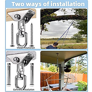 HOMPER Hammock Hanging Kit, 1000 lb Capacity Heavy Duty 360° Rotate Swing Hooks for Swing, Chair, Yoga, Outdoor Patio Porch Swing Hardware