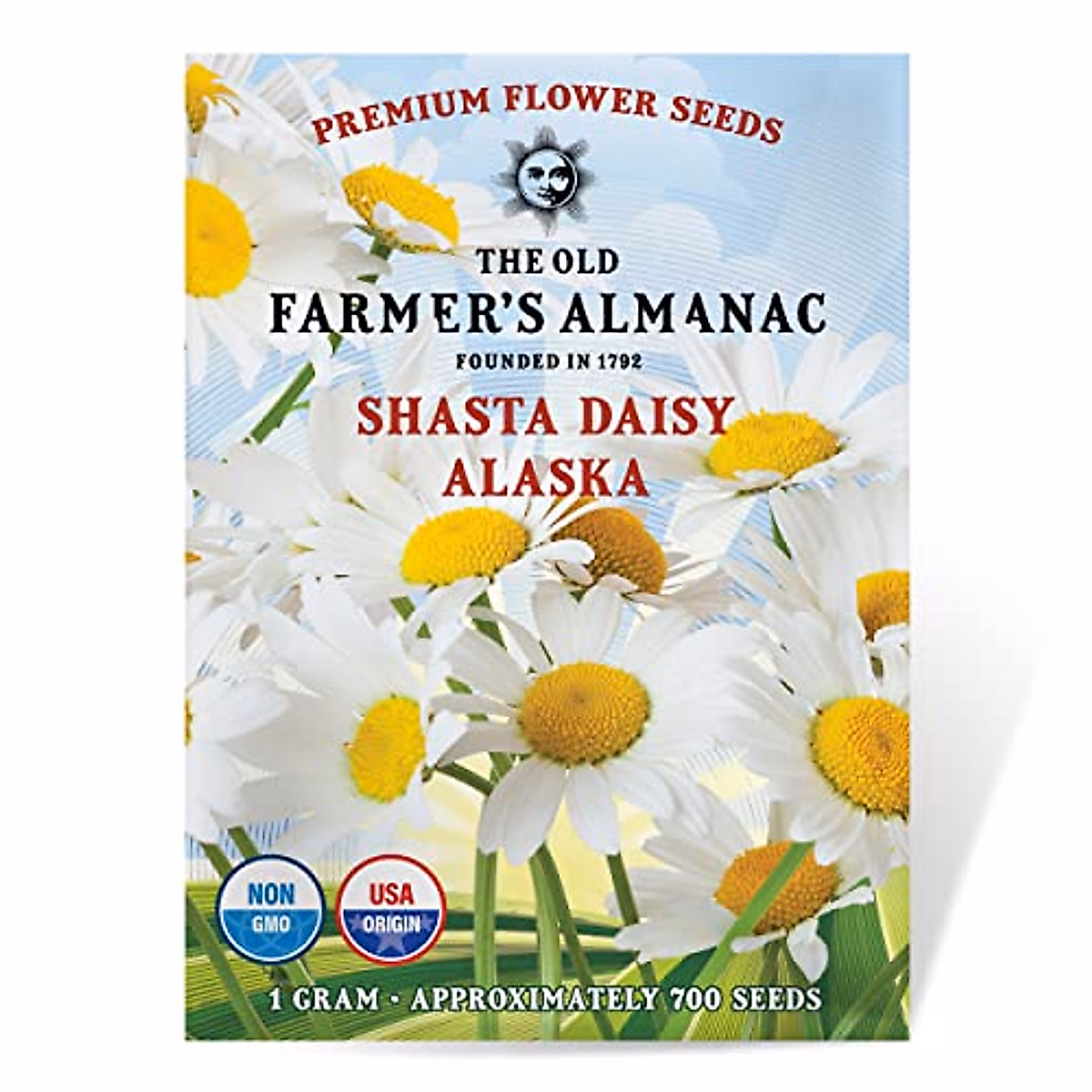 The Old Farmer's Almanac Daisy Seeds (Shasta Alaska) - Approx 700 Flower Seeds - Non-GMO, Premium, Open Pollinated