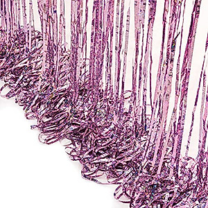 Pink Tinsel Curtain Party Backdrop - GREATRIL Glitter Foil Fringe Curtain Lilac Pink Party Decor Streamers for Birthday Girl Princess Bachelorette Euphoria Theme Party Decorations - 2 Packs