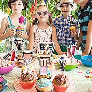 24PCS Makeup Cupcake Toppers - Makeup Cupcake Toppers for Girls Makeup Birthday Party Decorations Cosmetics Cake Toppers Make Up Party Supplies for Bridal Shower Cosmetics Party