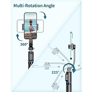 Selfie Stick, 41'' Extendable Phone Tripod Stand with Phone Holder & Detachable Remote, 360° Rotation Selfie Stick Tripod for Cell Phone Compatible with iPhone, Android, Samsung
