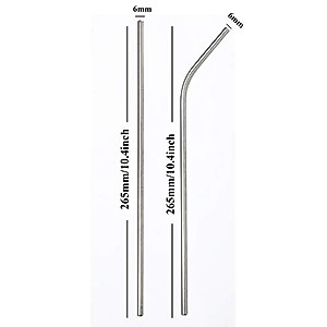Sunwinc Reusable Metal Bent Straws 50pack in Bulk,10.5inch Stainless Steel Drinking Straws for 30oz/20oz Tumblers Yeti Cups Child Metal Straws(New All bent 50pcs -10.5" Silver)