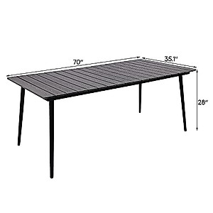 Sumshadow Patio Rectangle Dining Table, 71" x 35.1" Rectangle Outdoor Dining Table, All-Weather Table for 6, Slatted Tabletop for Patio, Lawn, Deck