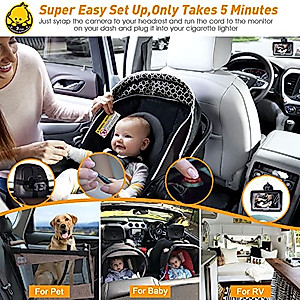 DoHonest Baby Car Camera HD 1080P with Display - Infant Safety Seat Baby Car Mirror for Rear Facing 5 Mins Easy Installation Night Vision V33