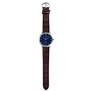 Casio MTP-VT01L-2B Men's Minimalistic Blue Dial Brown Leather Band Analog Watch
