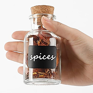 CUCUMI 12pcs 150ml Glass Spice Jars with Lids Reusable Glass Spice Bottles with Cork, 100pcs Blank Square Stickers 1pcs Test Tube Brush for Storing Tea Herbs and Spices