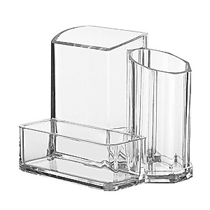 Cq acrylic Pen and Pencil Holders Cups Business Card Holder Box Office Supplies Desktop Organizer Storage,5.4x3.8x4.4 inch Pack of 1