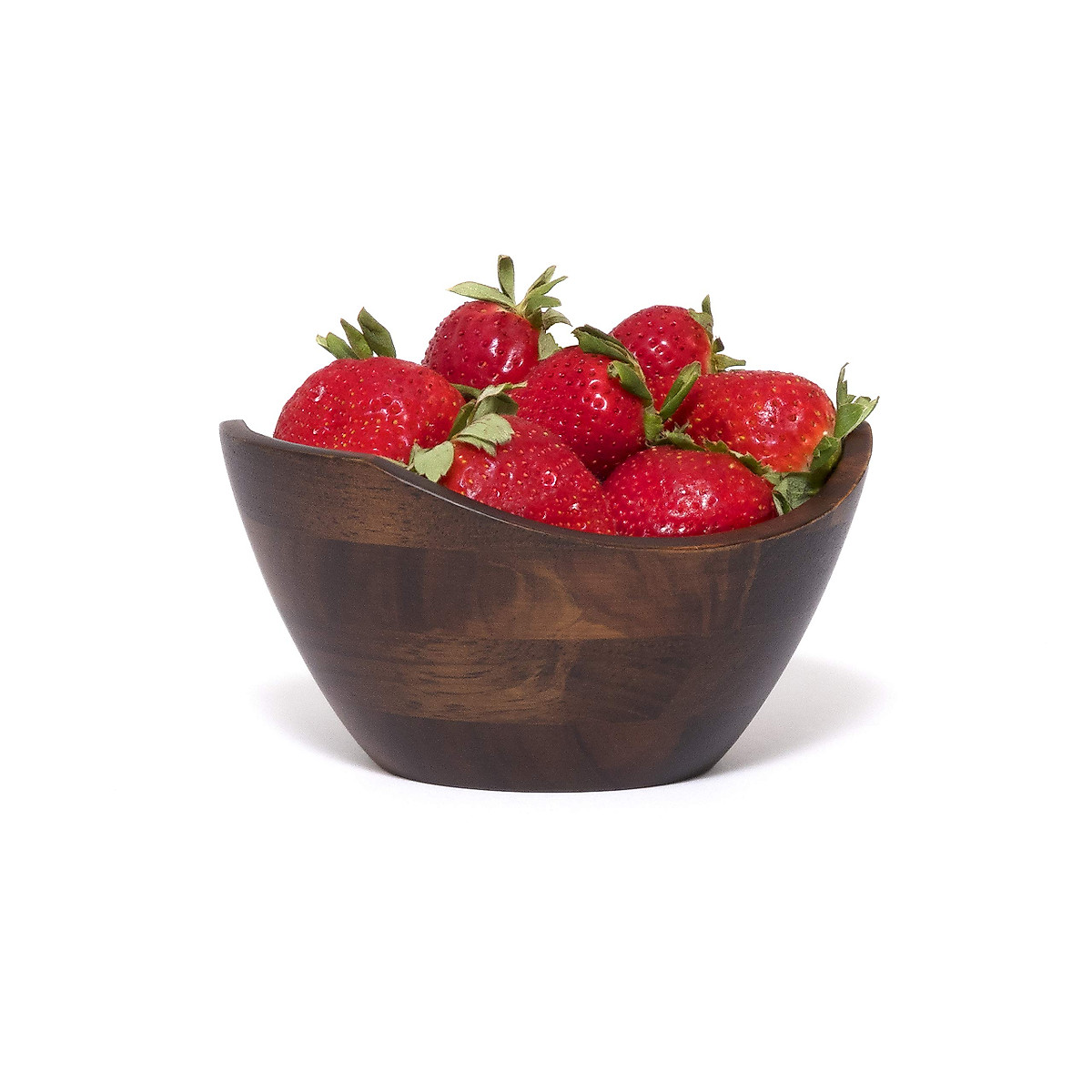 Lipper International Set of 4 Walnut Finish Small Wavy Rim Bowls