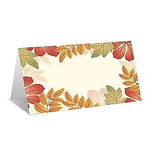 Place Cards for Thanksgiving Fall Party, Editable Name Place Cards, Seating Place Cards for Tables, Tent Style Cards for Wedding, Dinner Party or Any Occasion, Easy Folding, 25 Escort Cards(G03)